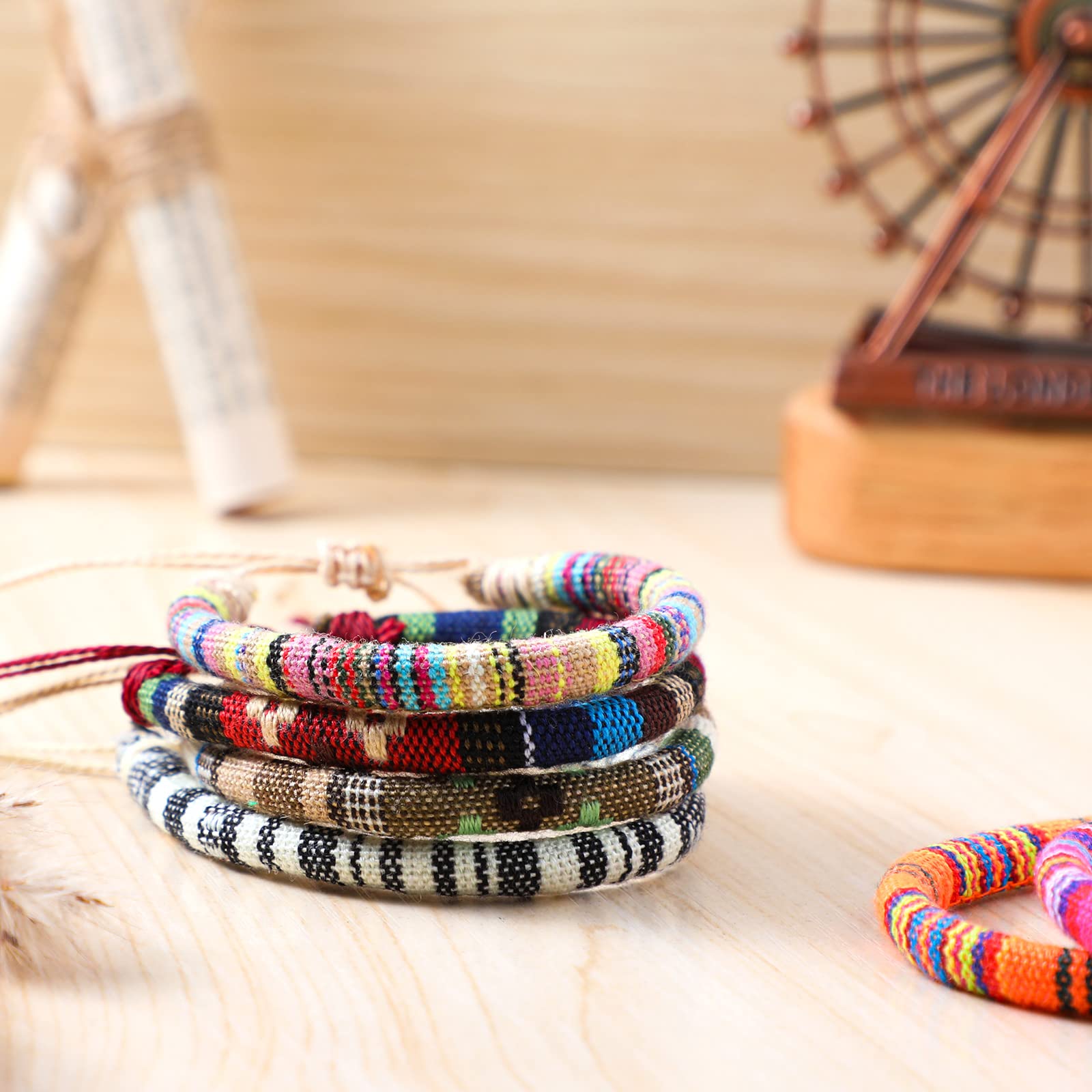 24 Pieces VSCO Bracelets for Teen Girls Friendship Bracelets Woven Braided Bracelet for Women and Men Boho Adjustable Ethnic Tribal Bracelet Rope String Bracelets