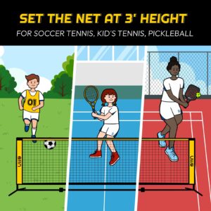 A11N 14ft Badminton Pickleball Net - Height Adjustable for Junior Tennis, Soccer Tennis & Kids Volleyball - Portable for Indoor & Outdoor Play