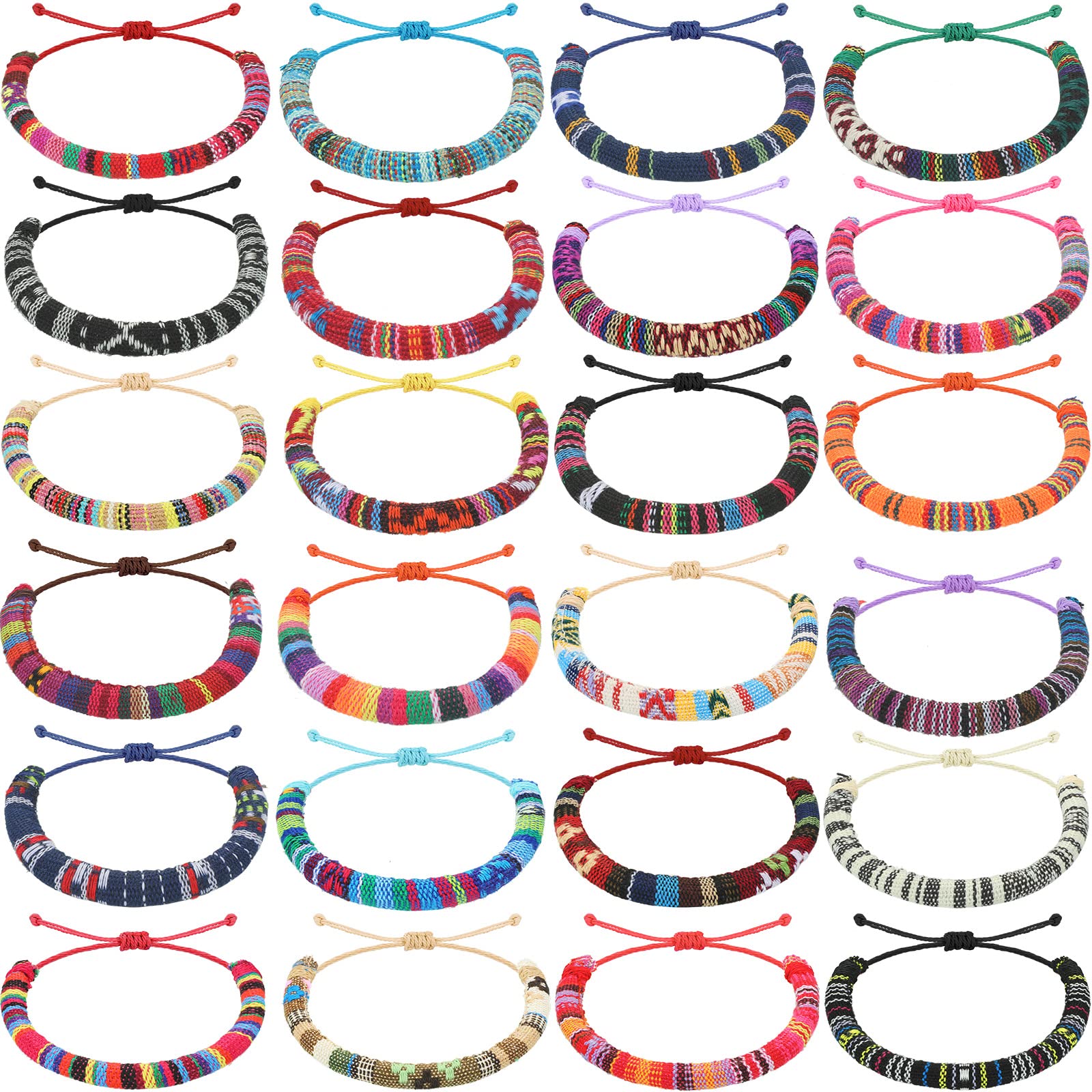 24 Pieces VSCO Bracelets for Teen Girls Friendship Bracelets Woven Braided Bracelet for Women and Men Boho Adjustable Ethnic Tribal Bracelet Rope String Bracelets