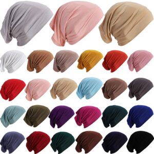 jenpen 25 pcs under scarf hijab cap unisex dreadlock cap women stretch under caps solid color under scarf woman hijab hats, 25 colors