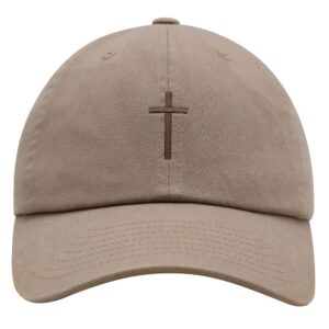 jpak cross premium dad hat embroidered baseball cap christian jesus khaki