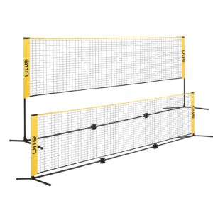 a11n 14ft badminton pickleball net - height adjustable for junior tennis, soccer tennis & kids volleyball - portable for indoor & outdoor play