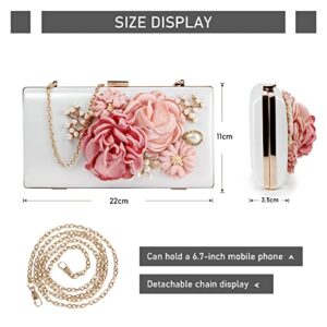 LUI SUI Womens Elegant Flowers Evening Bags Wedding Clutch Purse Floral Bride Wedding Clutch Shoulder Handbags