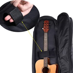 Okllen 41 Inch Acoustic Guitar Case Gig Bag, 0.3 Inch Thick Padding Waterproof Guitar Case with Adjustable Shoulder Strap and Back Hanger Loop, 6 Zipper and Front Pocket, Black