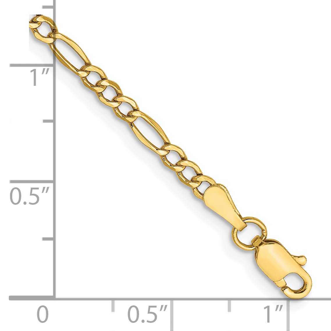 Avariah 14k Yellow Gold 2.5mm Semi-Solid Figaro Chain - 8"