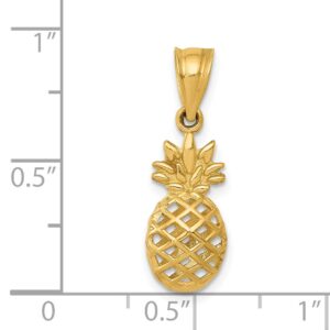 Avariah Solid 14k Yellow Gold Polished 3D Pineapple Pendant