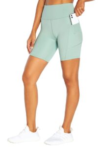 marika women's lex high rise pocket short, blue surf, medium