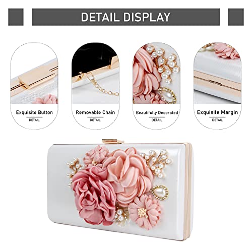 LUI SUI Womens Elegant Flowers Evening Bags Wedding Clutch Purse Floral Bride Wedding Clutch Shoulder Handbags