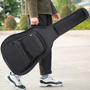 Okllen 41 Inch Acoustic Guitar Case Gig Bag, 0.3 Inch Thick Padding Waterproof Guitar Case with Adjustable Shoulder Strap and Back Hanger Loop, 6 Zipper and Front Pocket, Black