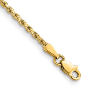 avariah 10k yellow gold 2mm semi-solid diamond cut rope chain - 8"