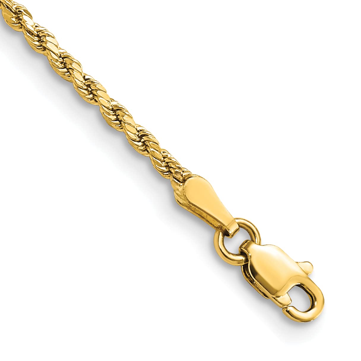 Avariah 10k Yellow Gold 2mm Semi-solid Diamond Cut Rope Chain - 8"