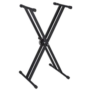 5 core piano keyboard stand double x heavy duty 7 adjustable heights & width digital electric synthesizer music stands for 61 76 88 keys w secure locking strap ks 2x blk