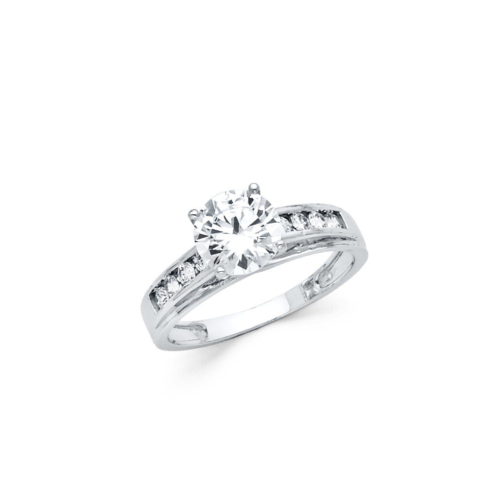 Jewels By Lux 925 Sterling Silver Channel Set Round 1.5CT Cubic Zirconia CZ Engagement Ring Size 5