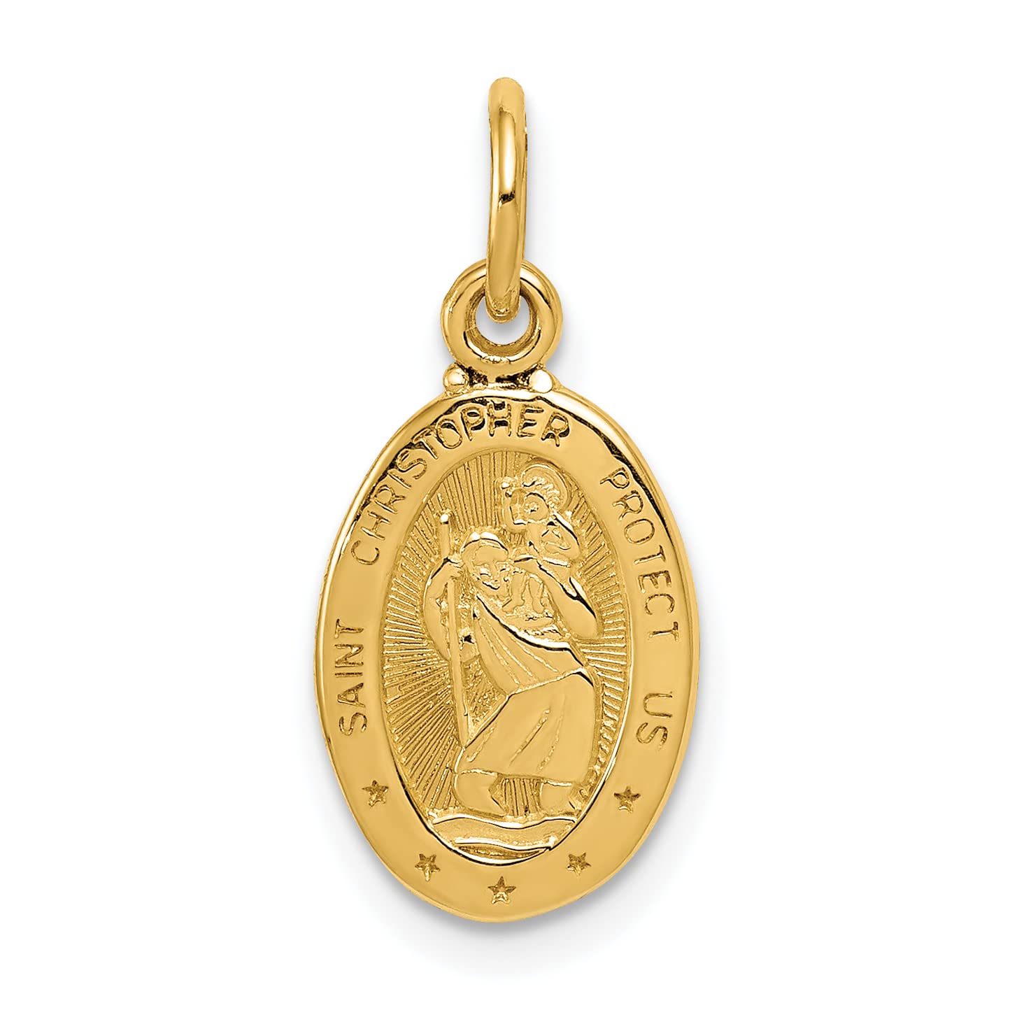 Avariah Solid 10k Yellow Gold Saint Christopher Medal Charm - 21mm