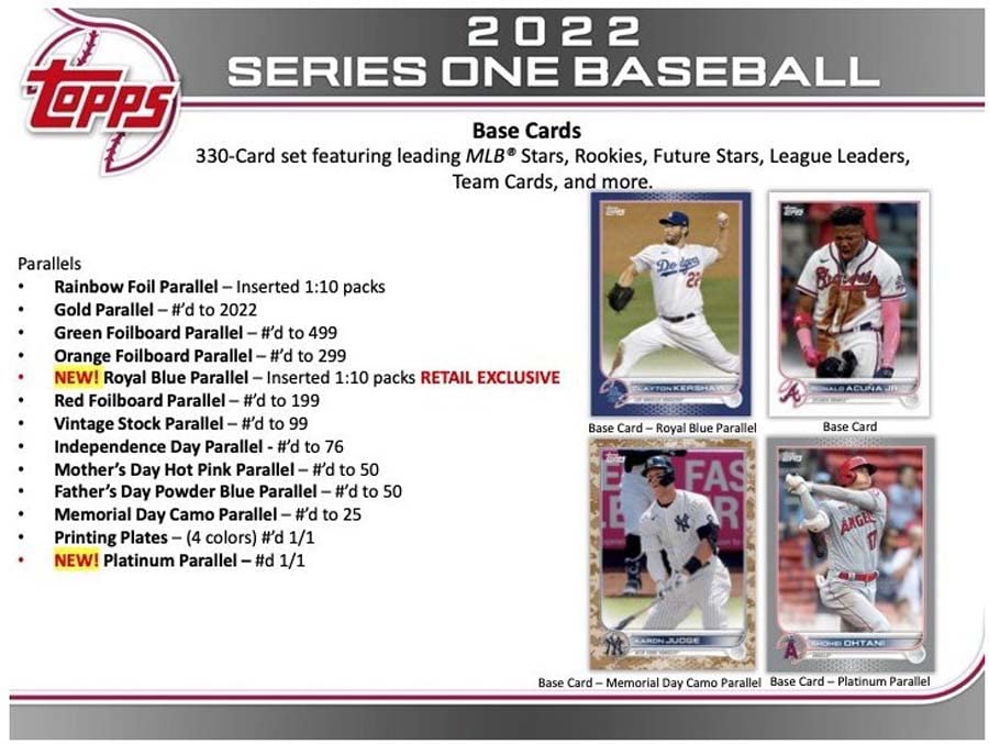 2022 Topps Baseball Series 1 Retail Display Box (24 Packs)