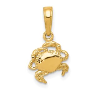 avariah solid 10k yellow gold crab pendant - 15mm