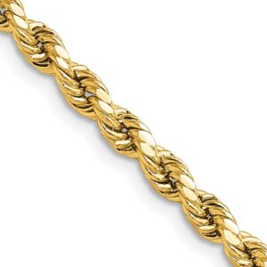 avariah 10k yellow gold 4mm semi-solid diamond cut rope chain - 24"