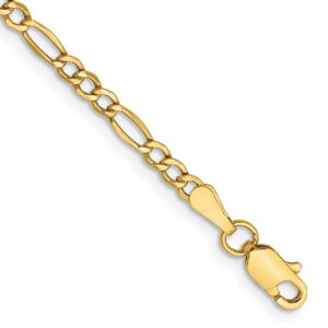 avariah 14k yellow gold 2.5mm semi-solid figaro chain - 8"