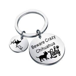 myospark chihuahua dog lover gift beware crazy chihuahua lady keychain chihuahua jewelry gift for pet owners (chihuahua kc)