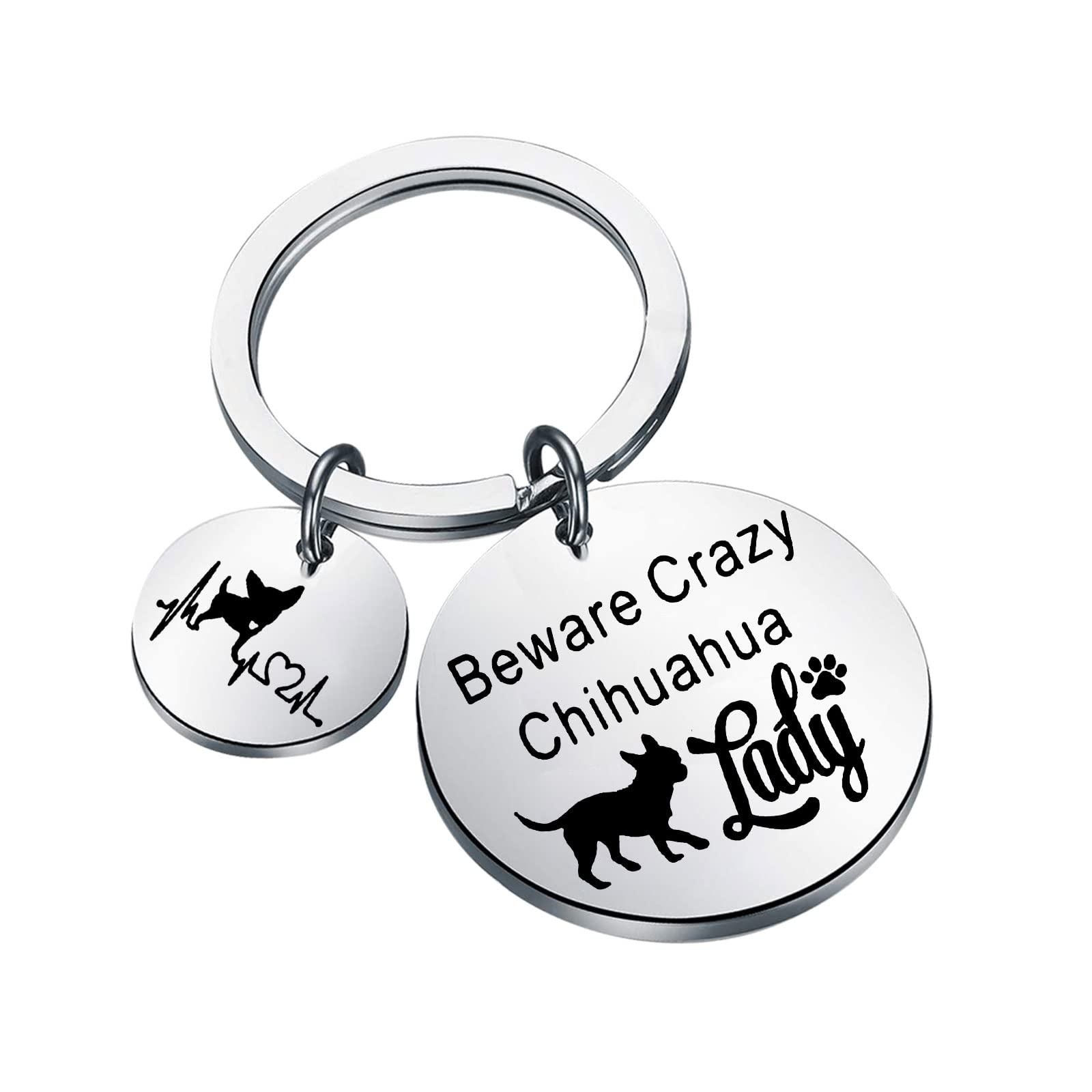 MYOSPARK Chihuahua Dog Lover Gift Beware Crazy Chihuahua Lady Keychain Chihuahua Jewelry Gift for Pet Owners (Chihuahua KC)