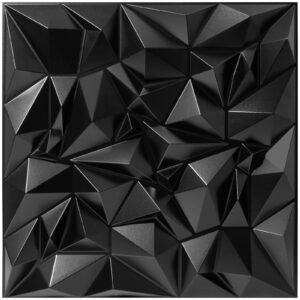 troystudio acoustic sound diffuser panels, 19.7 x 19.7 x 1 inches 12 pcs black pvc plastic 3d wall panel, recording studio acoustical treatment diffusion panel, art decorative ceiling tiles