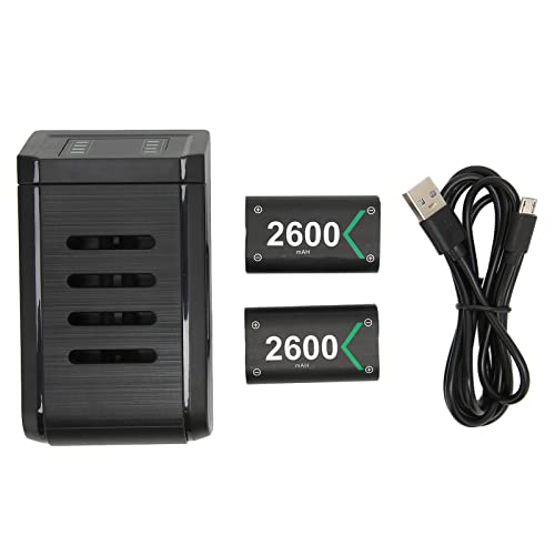 Rechargeable Battery Pack for Xbox One, 2x2600mAh Batteries with Charger Station for Xbox One X, for Xbox One S, for Xbox One Elite, for Xbox Series X/S Wireless Controller