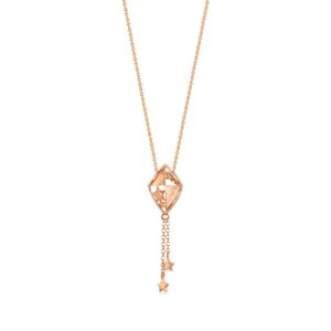 chow sang sang 18k rose gold (gh color, si clarity, round brilliant) diamond starry kite necklace for women 93131n | 18.5", (47 cm)