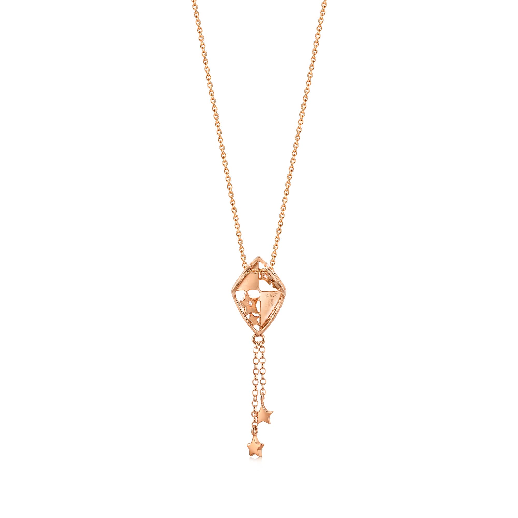 CHOW SANG SANG 18K Rose Gold (GH color, SI Clarity, Round Brilliant) Diamond Starry Kite Necklace for Women 93131N | 18.5", (47 CM)