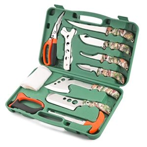 lytactics hunting deer knife set field dressing kit forest portable butcher game processor set, 12 pieces