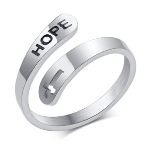 aniejufi stainless steel hope cross ring minimalist christian finger open rings for women inspirational jewelry gifts, hope