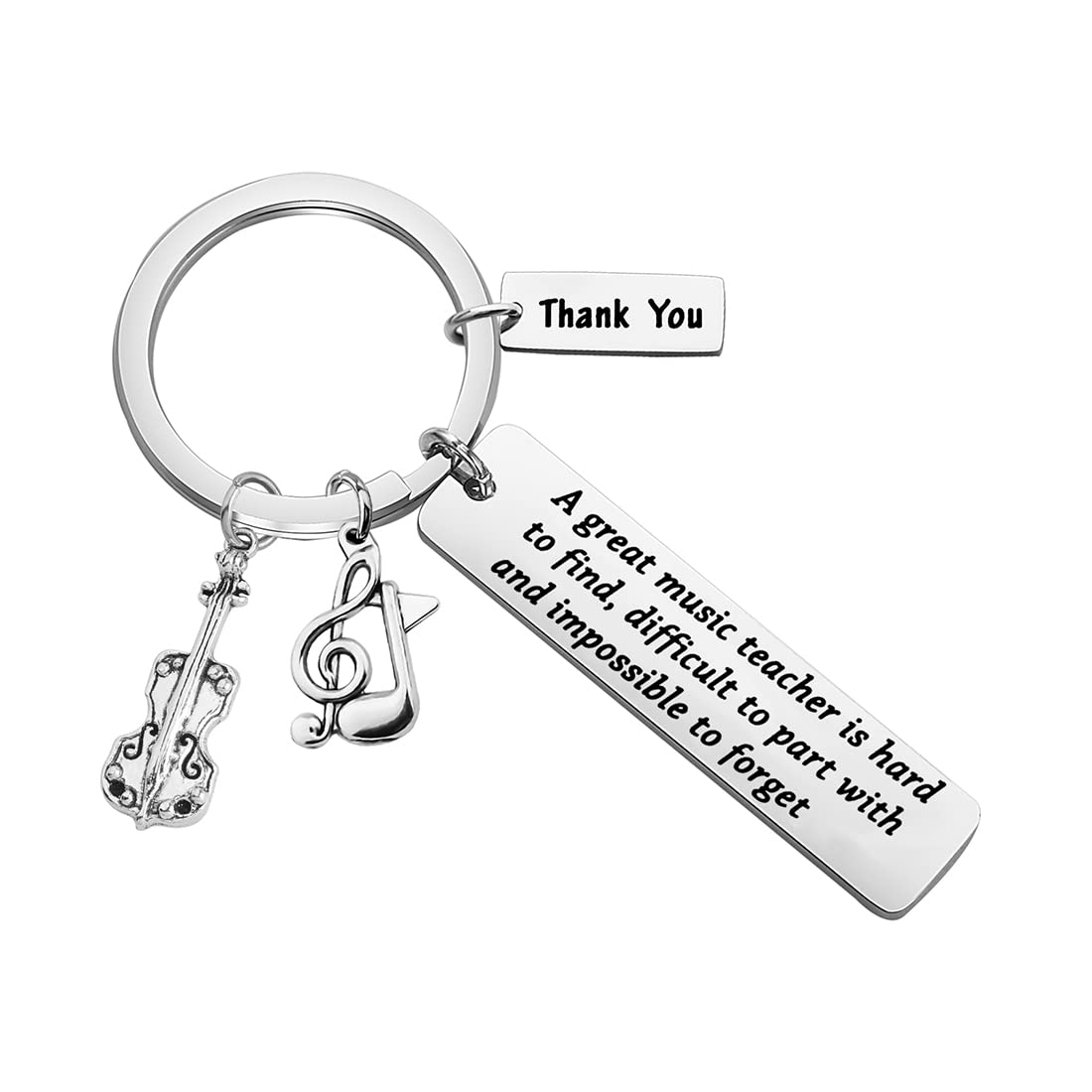 FUSTMW Violin Teacher Gifts Music Teacher Keychain Thank You Gift for Violin Teacher Appreciation Gift Music Teacher Retirement Gift (silver)