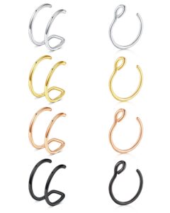 modrsa fake nose ring hoop fake nose rings for women men fake nose piercing fake nose rings fake double hoop fake nose ring