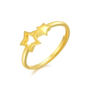 chow sang sang 999.9 24k solid gold price-by-weight 2.43g gold starry ring for women 90219r | size: adjustable (15-17mm)