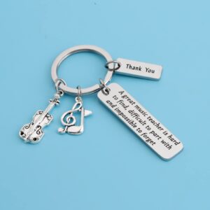 FUSTMW Violin Teacher Gifts Music Teacher Keychain Thank You Gift for Violin Teacher Appreciation Gift Music Teacher Retirement Gift (silver)