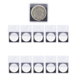 Yuecoom 10PCS 49mm Clear Coin Capsules, Silver Dollar Coin Holder, Coin Holders for Collectors, Plastic Coin Case with Adjustable Gasket Organizer Box for Morgan Silver Dollar