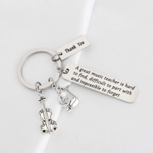 FUSTMW Violin Teacher Gifts Music Teacher Keychain Thank You Gift for Violin Teacher Appreciation Gift Music Teacher Retirement Gift (silver)