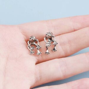 Yheakne Punk Frog Ear Jacket Earrings Silver Frog Dangle Earrings Minimalist Earrings Petite Animal Earrings Jewelry for Women and Girls Gifts