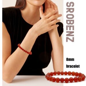 SROBENZ 12 Pcs 8mm Gemstones Beaded Bracelets for Men Women Stone Healing Bead Semi-Precious Stretch Round Bead Crystal Bracelets Unisex