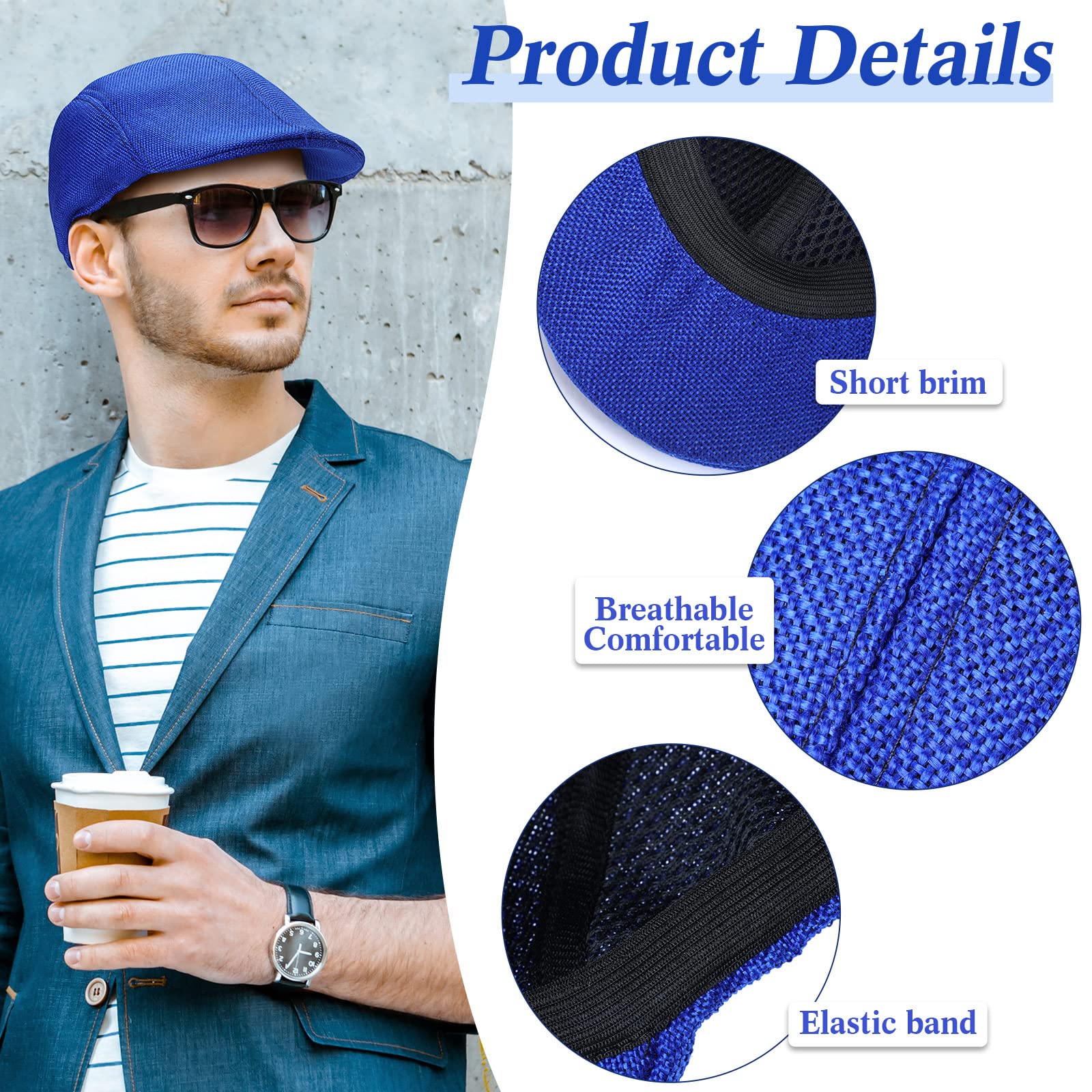 Eurzom 11 Pieces Men's Flat Cap Irish Hats Newsboy Hats for Men Cabbie Hunting Cap Weave Linen-Like Cotton Newsboy Hat 11 Colors