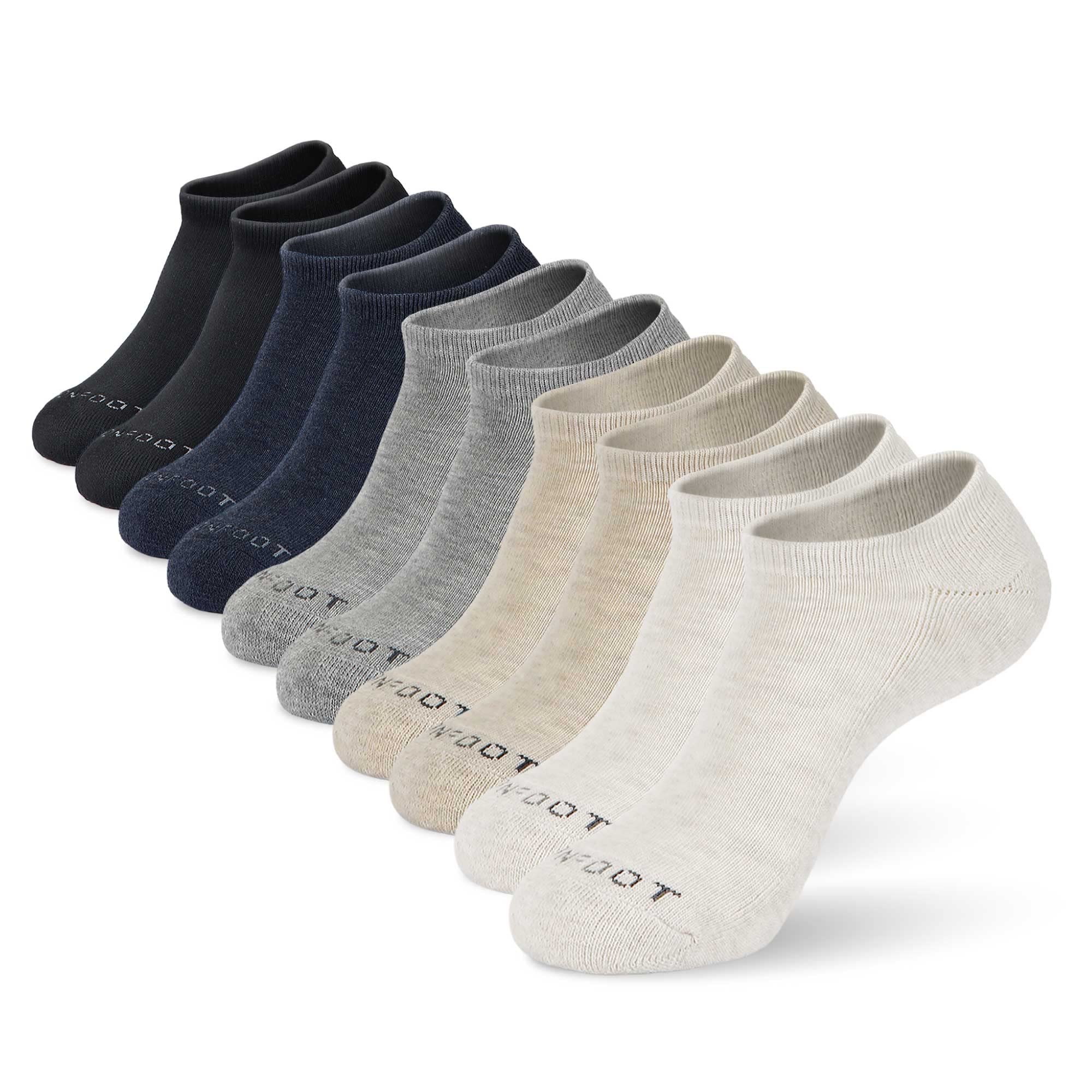 MONFOOT Women's and Men's 10 Pairs Cotton Cushion Ankle Socks Basic, multipack