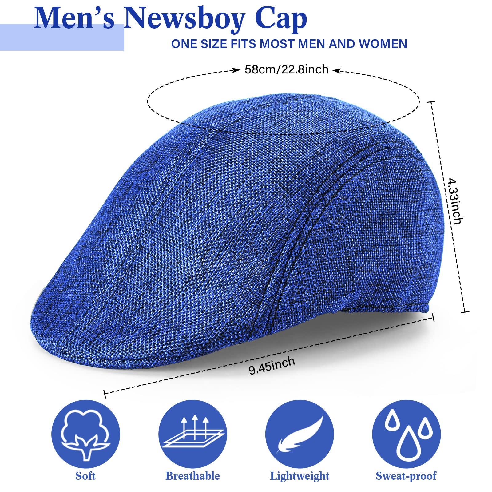 Eurzom 11 Pieces Men's Flat Cap Irish Hats Newsboy Hats for Men Cabbie Hunting Cap Weave Linen-Like Cotton Newsboy Hat 11 Colors