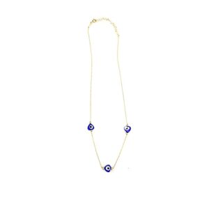 theserro Evil Eye Pendant Necklace, 18K Gold plated 925 Sterling Silver Necklace for Women and Teen Girls with Blue and White Sapphire, Cute Delicate Aesthetic Necklace, 16+2 Inch (Gold)