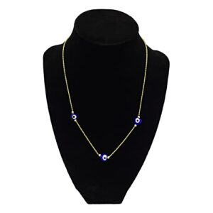 theserro Evil Eye Pendant Necklace, 18K Gold plated 925 Sterling Silver Necklace for Women and Teen Girls with Blue and White Sapphire, Cute Delicate Aesthetic Necklace, 16+2 Inch (Gold)