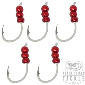 Tooth Shield Tackle Plummeting Hooks Slip Bobber Hooks Walleye Hooks Octopus Hooks (Glow / Metallic Red)