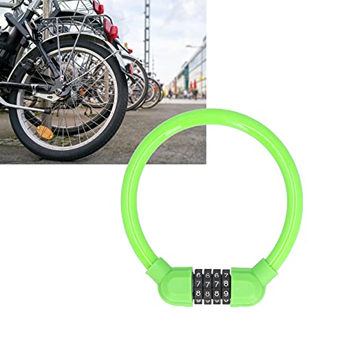 Bike Cable Lock, Wear-Resistant Bike Lock Lightweight and Portable with 4 Digit Passwords Technology for Cycling(Green)