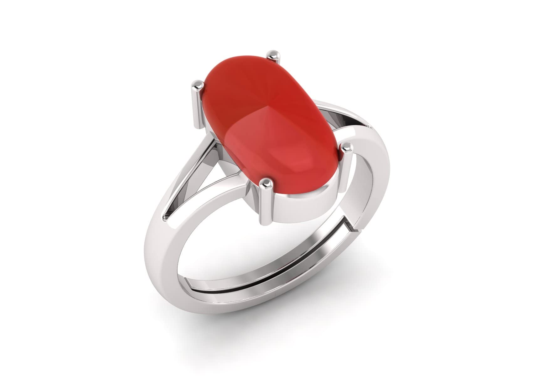 LMDPRAJAPATIS 10.50 Carat Natural Red Coral Moonga Capsul Astrological Purpose adjustable Ring Metal 925 Sterling Pure Silver With Lab Certificate