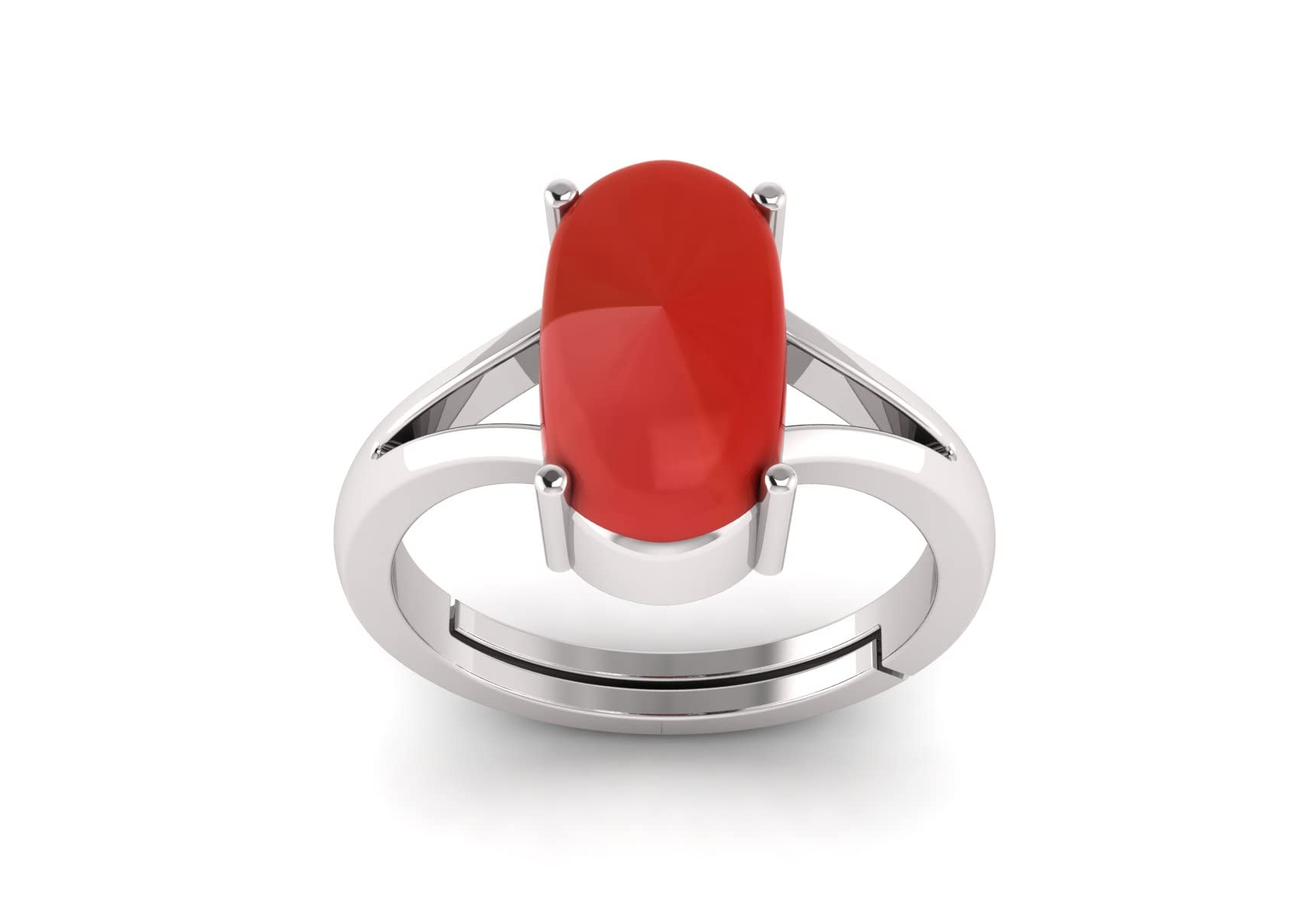 LMDPRAJAPATIS 10.50 Carat Natural Red Coral Moonga Capsul Astrological Purpose adjustable Ring Metal 925 Sterling Pure Silver With Lab Certificate