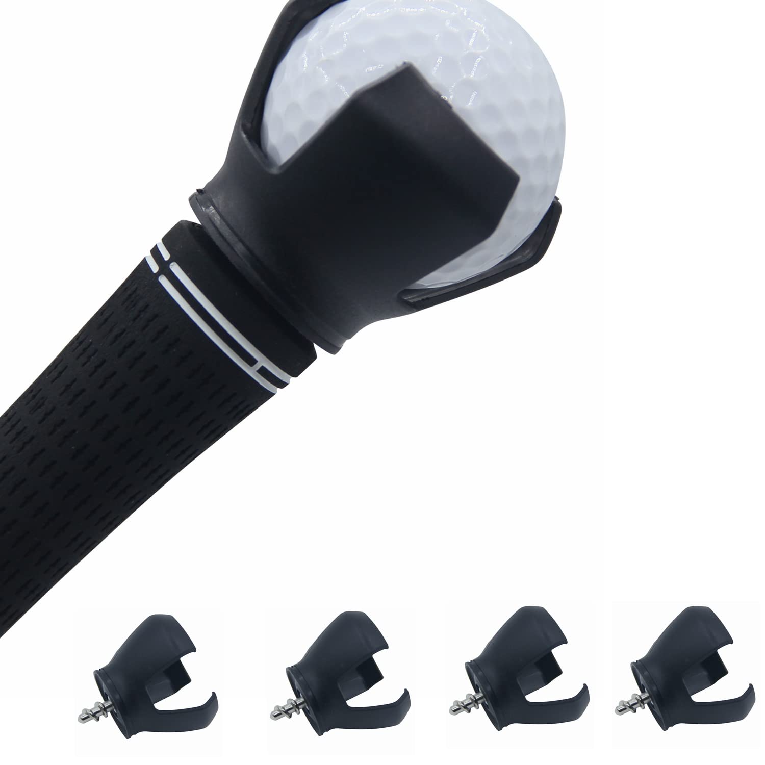 DOWEI Golf Ball Retriever Grabber,4PCS Black Golf Ball Retriever for Putter Back Saver Claw Put On Putter Grip Suction Cup Ball Grabber Golf Screws Tool,Golf Pick-up Tool