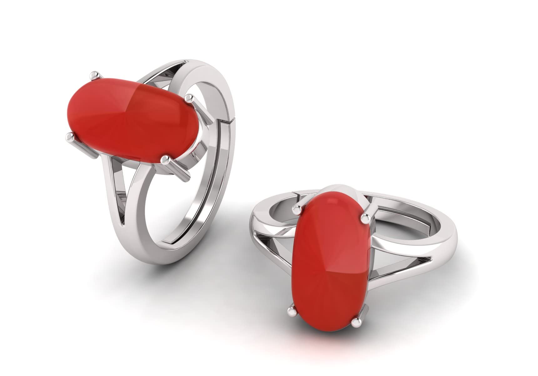 LMDPRAJAPATIS 10.50 Carat Natural Red Coral Moonga Capsul Astrological Purpose adjustable Ring Metal 925 Sterling Pure Silver With Lab Certificate