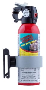 quickdraw bear spray for hiking holster! the best camping safety & survival equipment you can buy for bear repellent of any type. easily clips to your pack or self to ensure you are always protected!